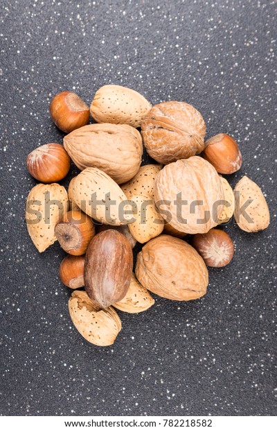 Mixed Nuts Shell On Black Background Stock Photo 782218582 | Shutterstock
