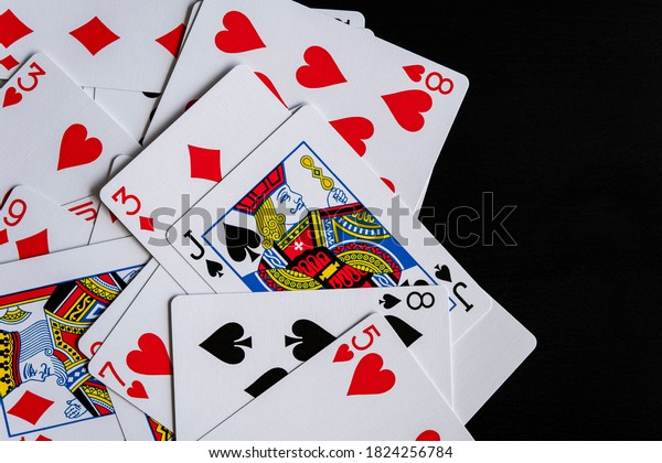 Mixed Playing Cards On Black Table Stock Photo 1824256784 | Shutterstock