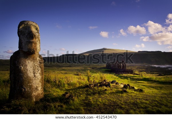 Moai Easter Island Sunset Stock Photo 452543470 | Shutterstock