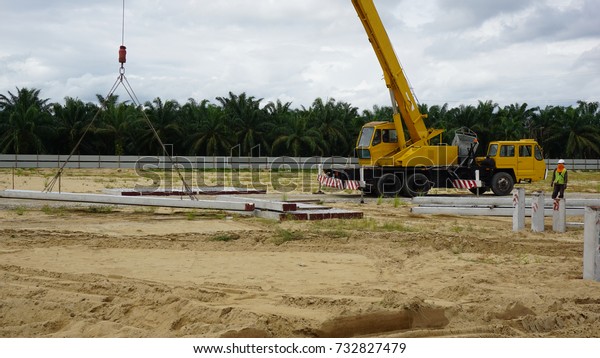 Mobile Crane Doing Lifting Operation Piling Stock Photo (Edit Now ...