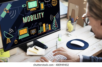 Mobility Mobile Internet Technology Wireless Concept Stock Photo ...