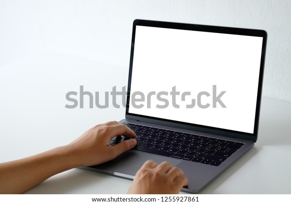 Mockup Laptop Computer Using Man On Stock Photo 1255927861 | Shutterstock