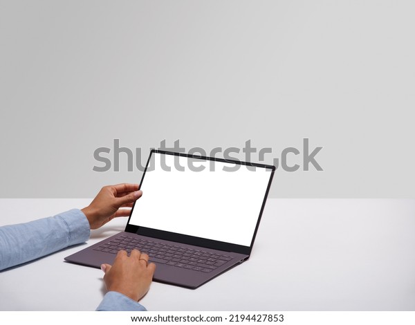 Mockup Laptop Computer Using Man On Stock Photo 2194427853 | Shutterstock