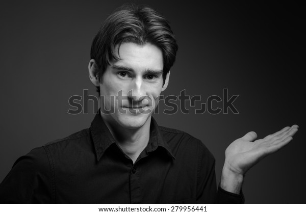 Model Isolated Hand Gesture Presenting Stock Photo (Edit Now) 279956441