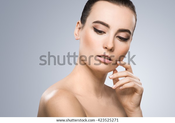 Model Looking Down Head Little Bit Stock Photo 423525271 | Shutterstock