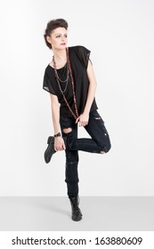 Fashion Model Studio White Background Young Foto Stok 1273434301 ...