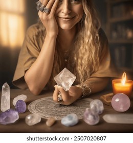 Model Using Crystals Divination Various Crystals AI-generated image ...