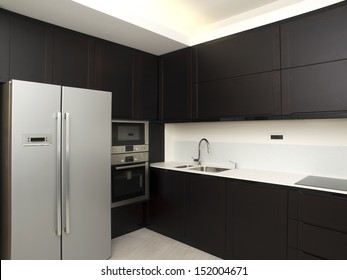 Modern White Kitchen Corner Minimalist Design Stock Photo 1823098013 ...