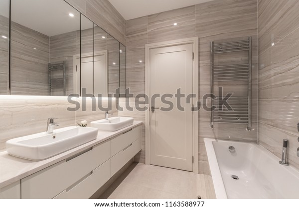Modern Clean Empty Bathroom Stock Photo (Edit Now) 1163588977