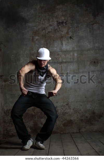 Modern Dancer Poses Front Studio Background Stock Photo 44263366 ...