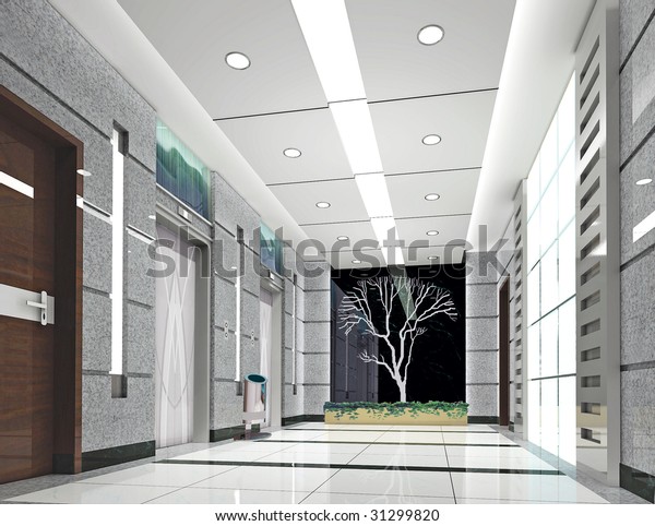 Modern Design Interior Elevator Lobby 3d Stock Photo 31299820 ...