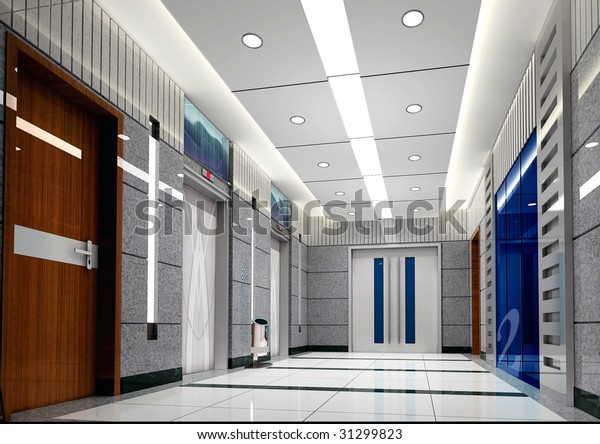 Modern Design Interior Elevator Lobby 3d Stock Photo 31299823 ...