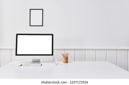 Modern Desktop Computer Screen Isolated White Stock Photo 1237171924 ...