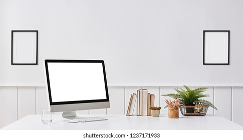Modern Desktop Computer Screen Isolated White Stock Photo 1237171933 ...