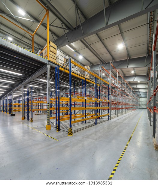 Modern Interior New Empty Warehouse Racks Stock Photo 1913985331 ...