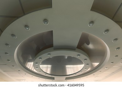 Modern Layered Ceiling Embedded Lights Stretched Stock Photo 416049595 ...