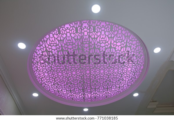 Modern Layered Ceiling Embedded Lights Stretched Stock Photo (Edit Now ...