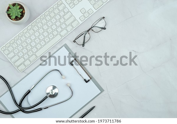 Modern Marble Work Table Doctors Appointment Stock Photo 1973711786 ...