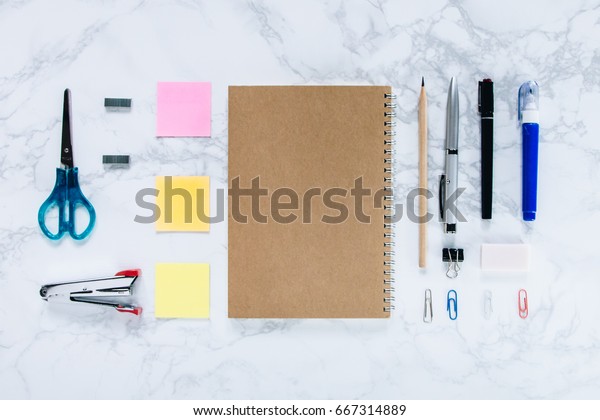 Modern Mock Flat Lay Notebook Stationery Stock Photo 667314889 ...