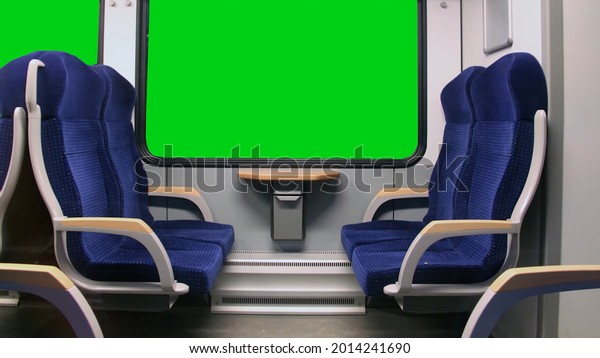 Modern Train Interior Background Window Green Stock Photo 2014241690 ...