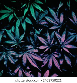 Modern Weed Leaf Pattern Dark Tones AI-generated image 2403750127 ...