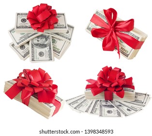 Money Stack Red Bow Isolated On Stock Photo 1398348593 | Shutterstock