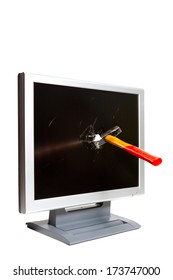 Monitor de ordenador roto con agujeros: vector de stock (libre de ...