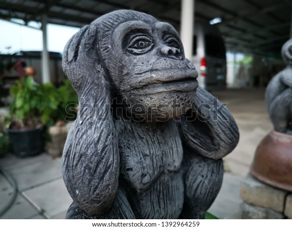 Monkey Puppet Pretending Close His Eyes Stock Photo 1392964259 ...