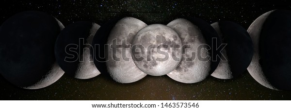 Moon Phases Different Moons Row On Stock Photo (Edit Now) 1463573546