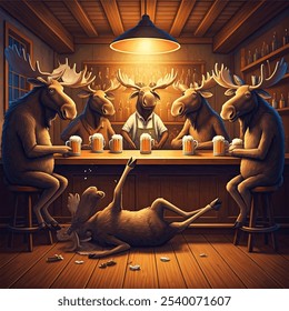Mooses Bar Drinking Moose Bartender Moose AI-generated image 2540077903 ...