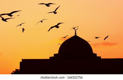 Mosque Evening Birds Flying Stock Photo 166322756 | Shutterstock