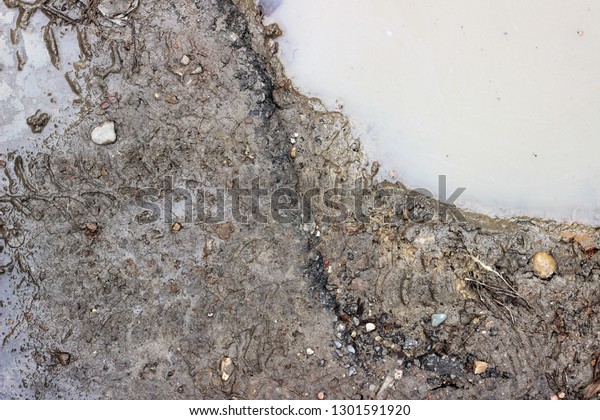 Mud Puddle Surface Texture Pavement Street Stock Photo 1301591920 ...