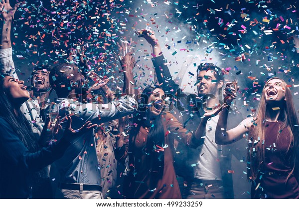 Multi Colored Fun Group Beautiful Young Stock Photo 499233259 ...
