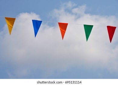 Multi Coloured Plastic Pennant String Blue Stock Photo 695131114 ...