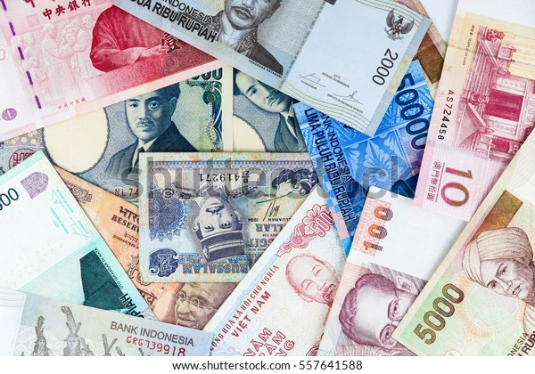 Multi Currency Note Indicating World Economy Stock Photo 557641588 ...