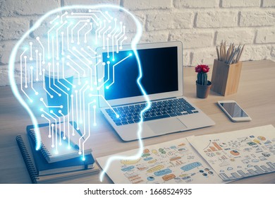 Multi Exposure Work Space Computer Human Stock Photo 1668524935 ...