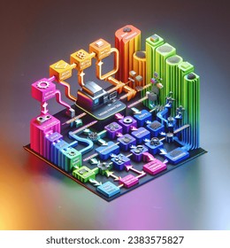 「Multicolor Mecha 3d Image Create Flowchart」のAI生成画像、2383575813 ...
