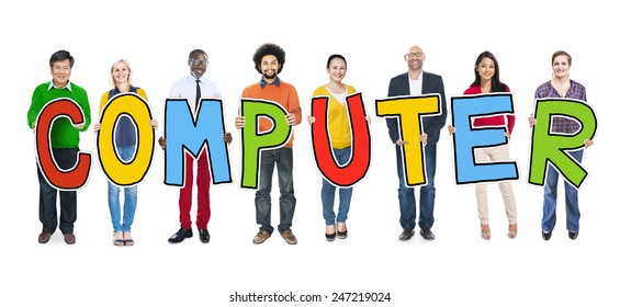 Multiethnic Group People Holding Letter Computer Stock Photo 247219024 ... Multiethnic Group People Holding Letter Computer Stock Photo 247219024 ...
