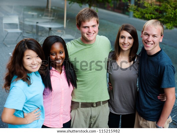 Multiethnic Group Teenagers Outside Smiling Stock Photo 115215982 ... Multiethnic Group Teenagers Outside Smiling Stock Photo 115215982 ...