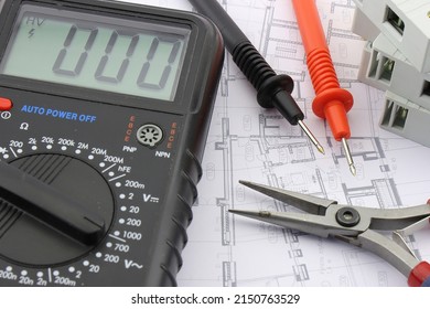 Multimeter Tools Electrical Installation Closeup Schematic Stock Photo ...