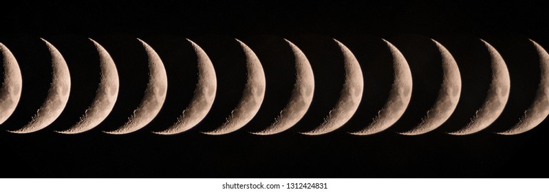 Multiple Crescent Moons Aligned Horizontally Clean Stock Photo ...