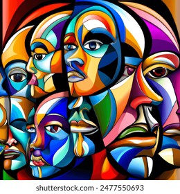 Multiple Human Faces Abstract AI-generated image 2477548237 | Shutterstock