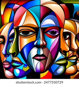 Multiple Human Faces Abstract AI-generated image 2477548237 | Shutterstock
