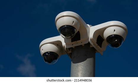 Multiple Security Cameras Looking Down Pole Stock Photo (Edit Now ...