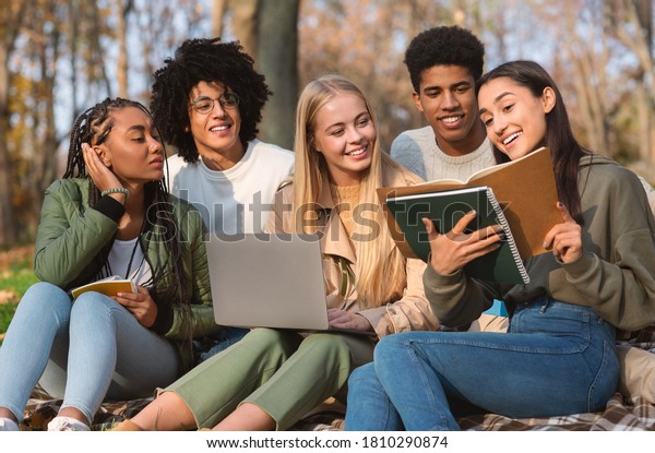 Multiracial Students Making Group Project Studying Stock Photo (Edit ...