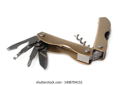 Multitool Corkscrew On White Background Stock Photo 1408704152 ...
