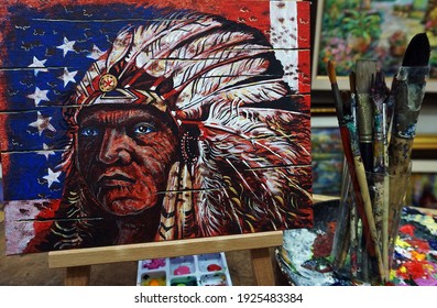 Native American Face Apache Red Indian Stock Photo (Edit Now) 1925483384