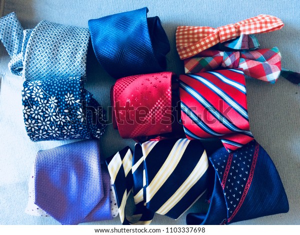 Neckties Set Different Neckties Colored Tie Stock Photo 1103337698 ...