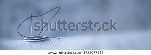 Needle Black Thread Pulled Sews Blackandwhite Stock Photo 1925077262 ...