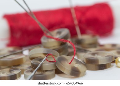 Needle Thread Button Isolated On White Stock Photo 654334966 | Shutterstock
